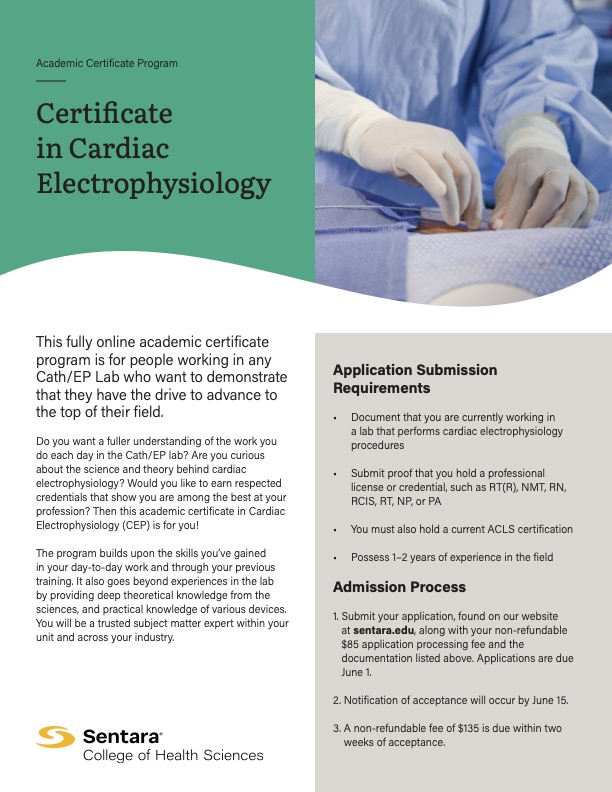 Cardiac Electrophysiology (CEP) Certificate Program - Sentara College